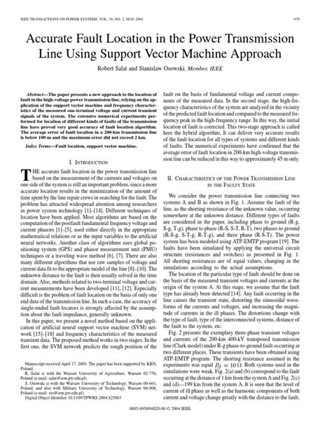 accurate fault location in the power transmission line using support vector machine approach