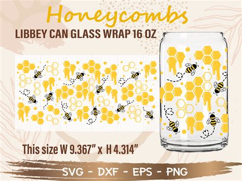 16oz Honeycomb Libbey Can Glass Wrap Svg Grafik Von Mayano Creative