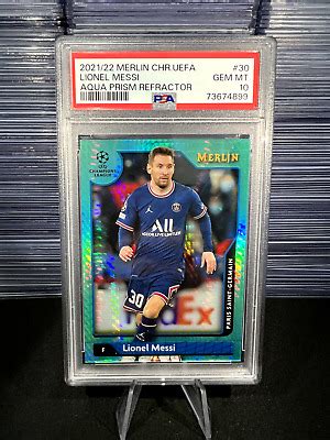 2021 22 Topps Merlin Chrome UEFA Lionel Messi Aqua Prism Refractor 30