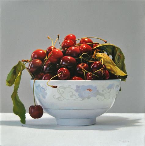 Still Life With Cherries Original Oil On Canvas Painting Oil Painting