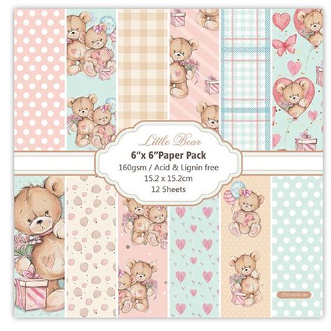 Pc Petit Ours Gedessineerde Papier Scrapbooking Papier Pack