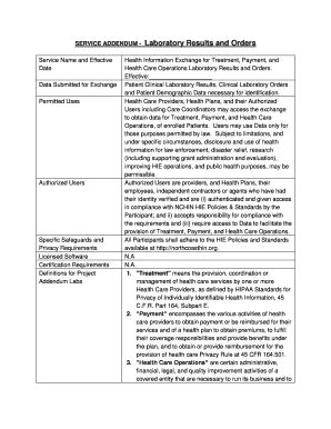 Fillable Online Northcoasthin Service Addendum Service Name And