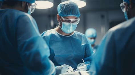 En el quirófano del hospital equipo diverso de cirujanos y enfermeras