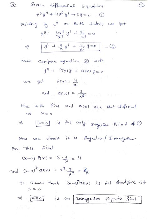 [solved] determine singular points of each differential equation and course hero