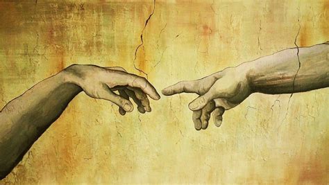 Pintura Con Tema De La Creación La Mano De Dios Y Adán 3 200 00
