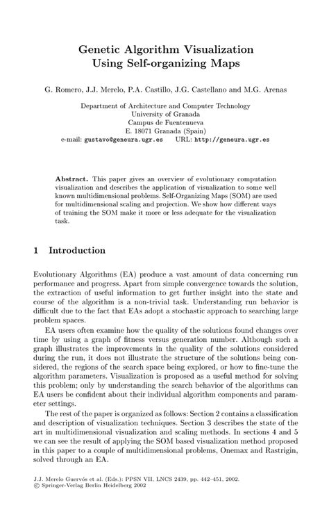 pdf genetic algorithm visualization using self organizing maps