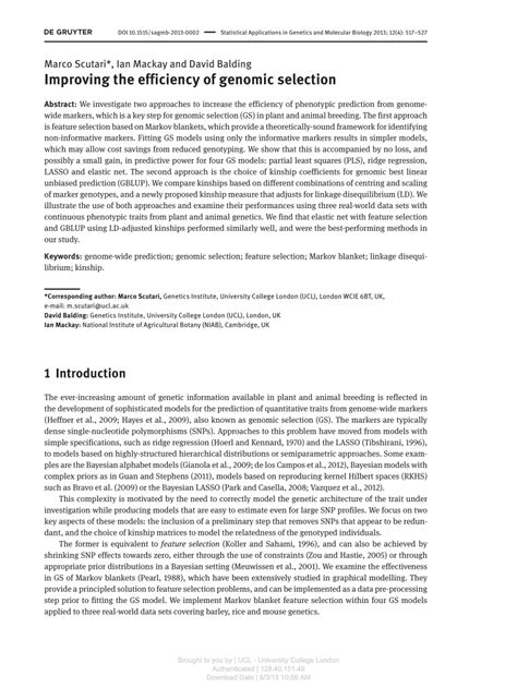 pdf improving the efficiency of genomic selection
