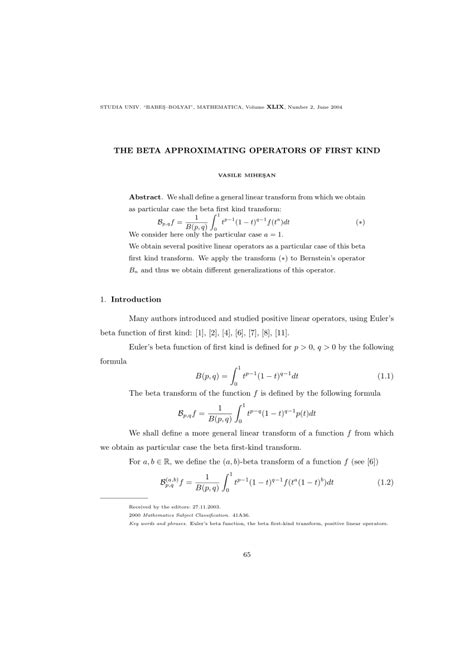 pdf the beta approximating operators of first kind