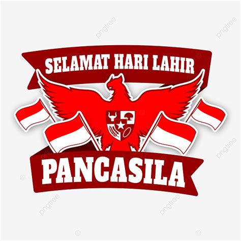 Día De Pancasila En Una Cinta Roja Con El Símbolo De Garuda Y Bandera