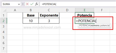 C Mo Usar La Funci N Potencia En Excel Ninja Del Excel