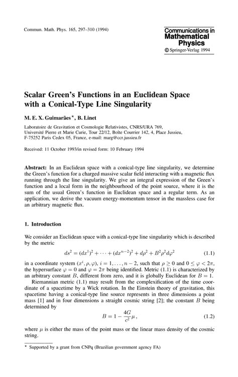 pdf scalar green s functions in an euclidean space with a conical type line singularity