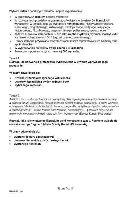Matura próbna z języka polskiego na poziomie rozszerzonym formuła