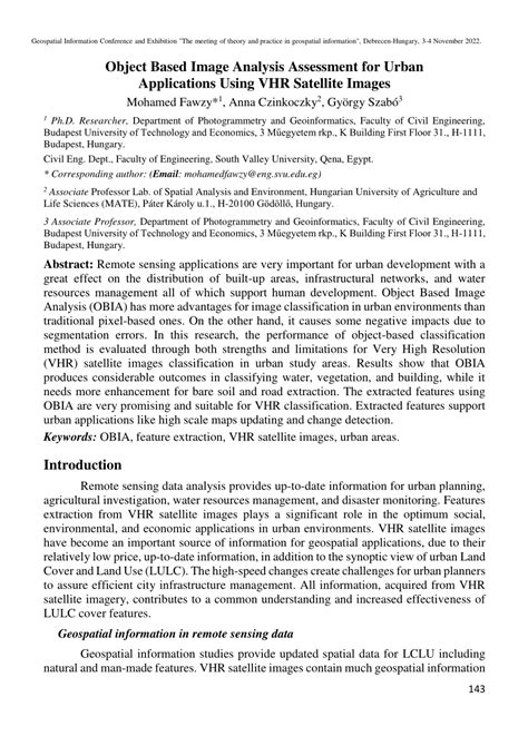 pdf object based image analysis assessment for urban applications using vhr satellite images