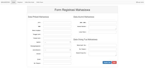 Contoh Form Login Dan Registrasi Mahasiswa Menggunakan Bootstrap