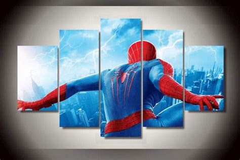 Spiderman Multi 5 Panel Canvas Art Framed Ready To Hang Split Marvel