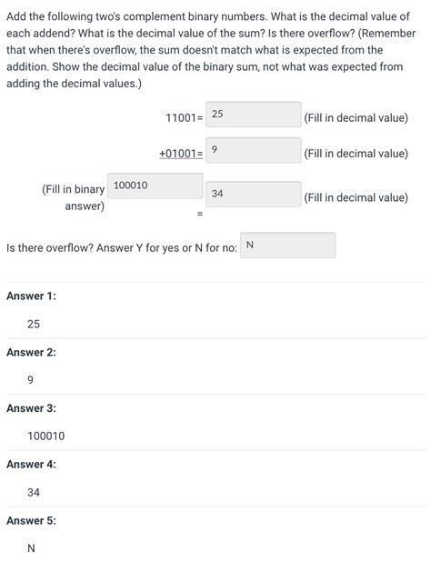 solved add the following two s complement binary numbers