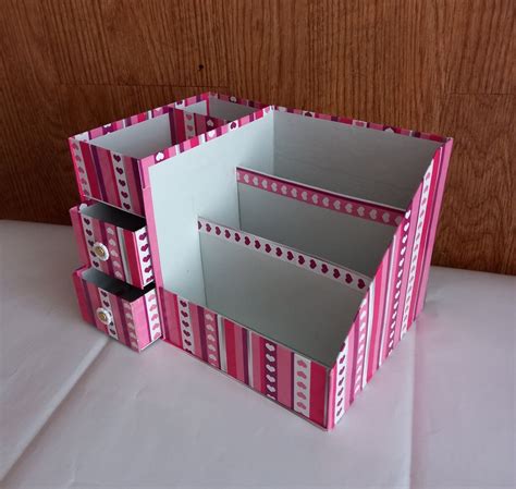 How To Make Desktop Organizer From Shoebox Diy Desktop Organizer Artofit