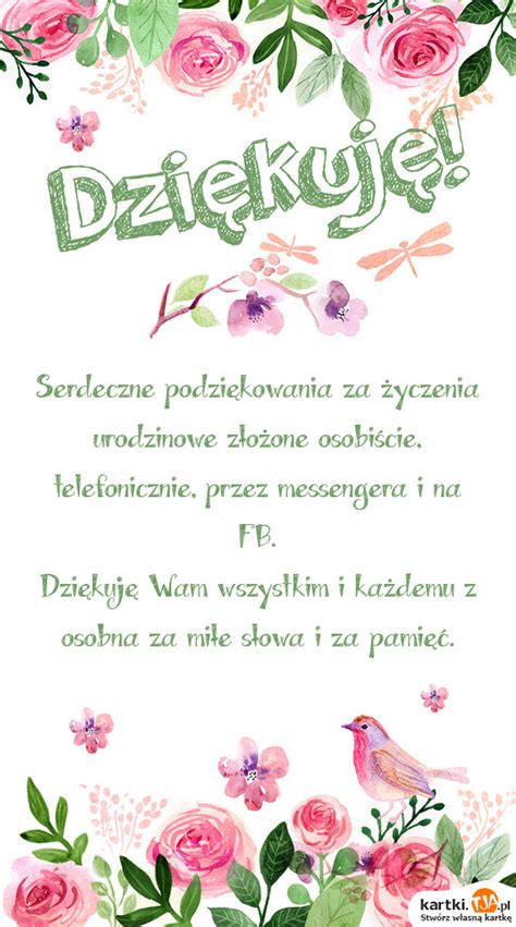 Serdeczne podziękowania za życzenia urodzinowe złożone osobiście