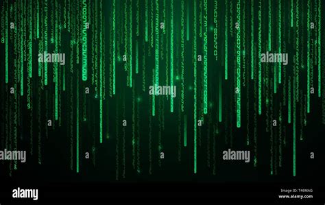 Green Matrix Numbers Cyberspace With Green Falling Digital Lines