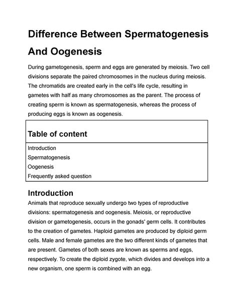 Difference Between Spermatogenesis And Oogenesis Difference Between