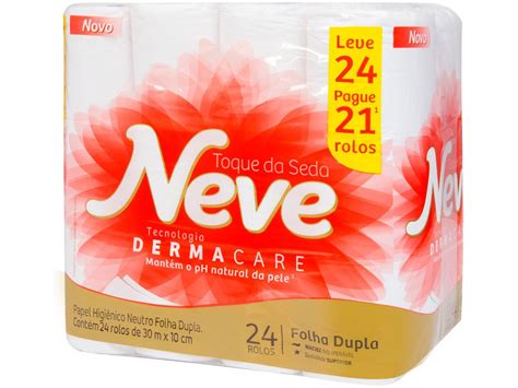 Papel Higiênico Folha Dupla Neve Toque de Seda 24 Rolos 30m Papel