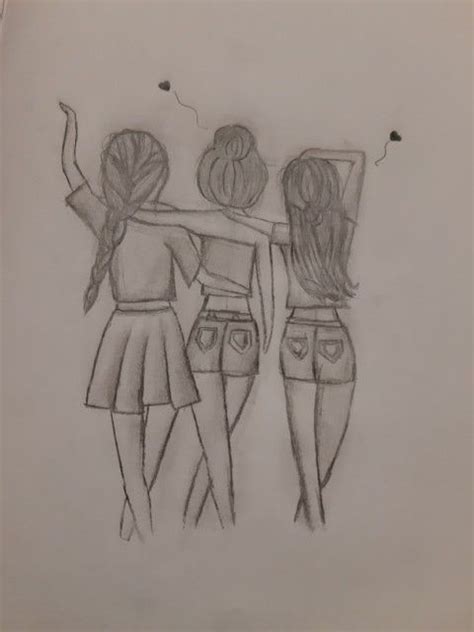 Best Friends Tutorial With Pencil Sketch How To Draw Three Friends