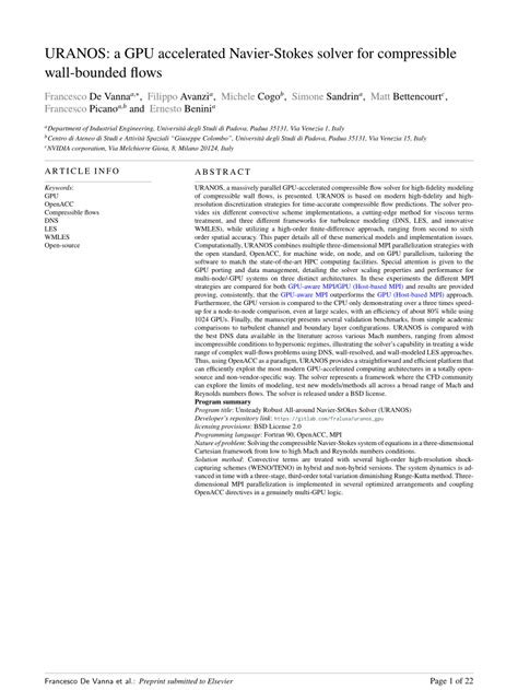 pdf uranos a gpu accelerated navier stokes solver for compressible wall bounded flows