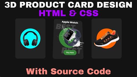 3D E Commerce Product Card Design With HTML CSS And JS Tilted