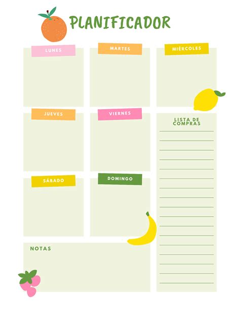 Plantilla Menú Semanal Ejemplos Formatos 2024