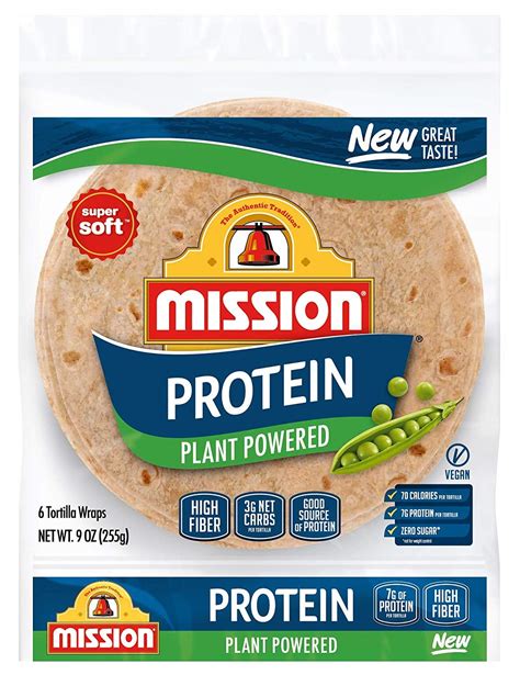 Amazon Mission Protein Plant Powered Tortilla Wraps High Fiber