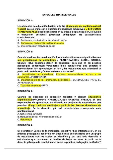 Enfoques Transversales I Casos Resueltos APRENDO EN CASA Material