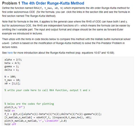solved problem 1 the 4th order runge kutta method define the