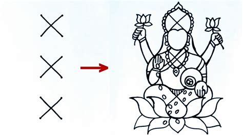 Maa Lakshmi Drawing From Dots Easy How To Draw A Goddess Lakshmi