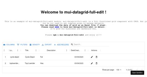 Mui Datagrid Full Edit Sample Codesandbox