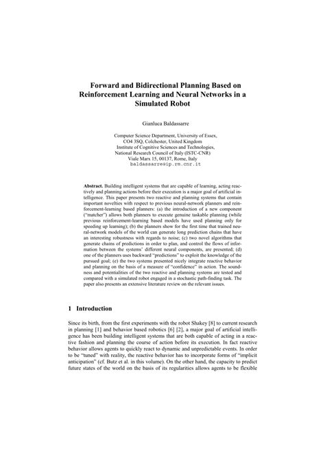 pdf forward and bidirectional planning based on reinforcement learning and neural networks in