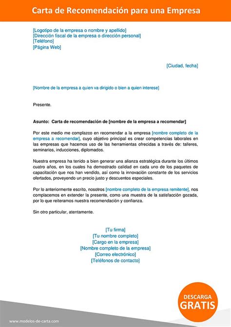 Ejemplos de Carta de Recomendación en Inglés Gratis en Word