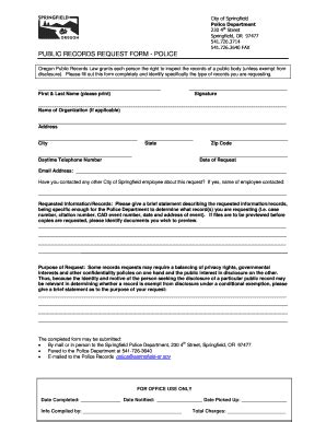 Fillable Online PUBLIC RECORDS REQUEST FORM POLICE Fax Email Print