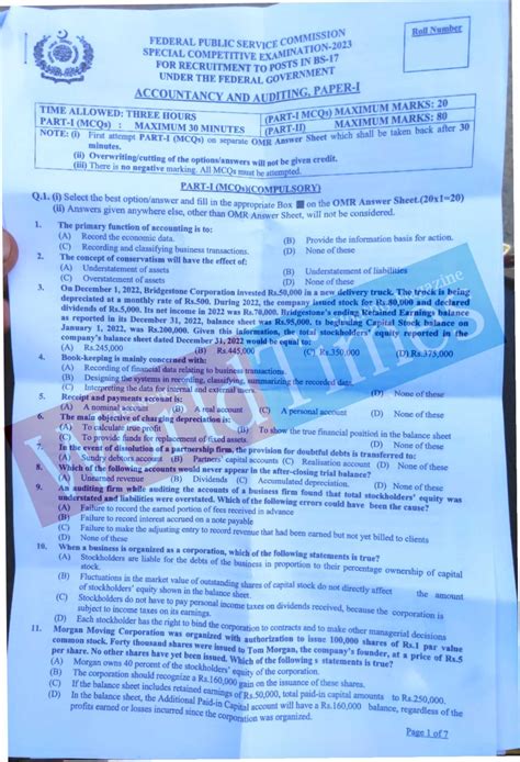 CSS Special Competitive Examination Paper 2023 Accountancy Auditing