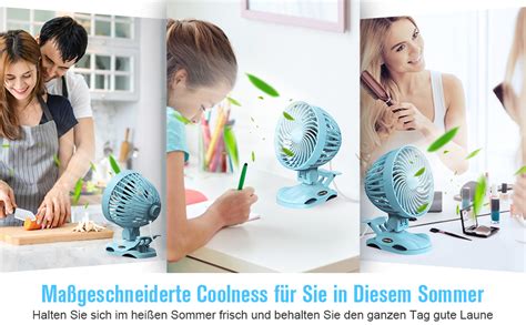 HONYIN Mini Ventilator Mit Clip Kleiner USB Ventilator Leise