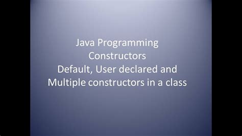 java programming constructors youtube