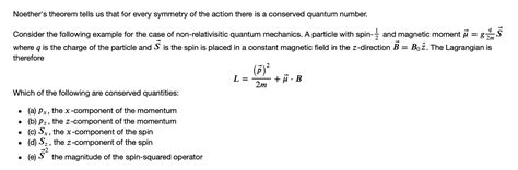 solved noether s theorem tells us that for every symmetry of