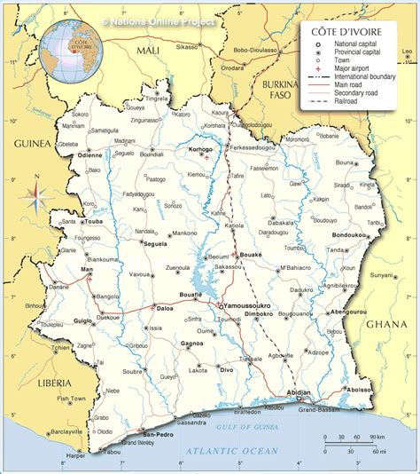 Cote Divoire Political Map Mapsof Net