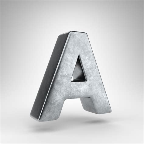 Letra a maiúscula em fundo branco fonte renderizada 3d gun metal