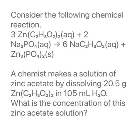 Solved Consider The Following Chemical Reaction Chegg