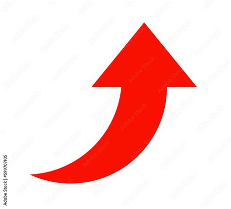 Red Curved Arrow Icon With Transparent Background Going Up Arrow Sign