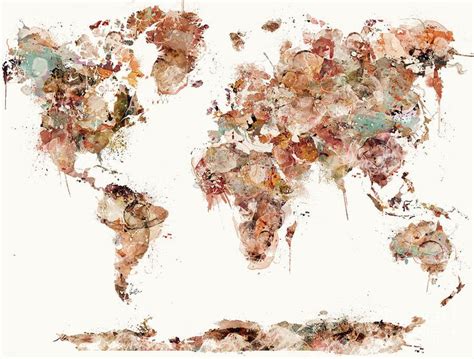 The Map Of The World Is Made Up Of Many Different Colors And Shapes