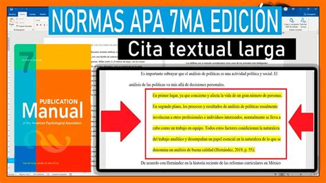 Cita Textual Larga Seg N Normas Apa Ma Edici N En Documento Word Youtube
