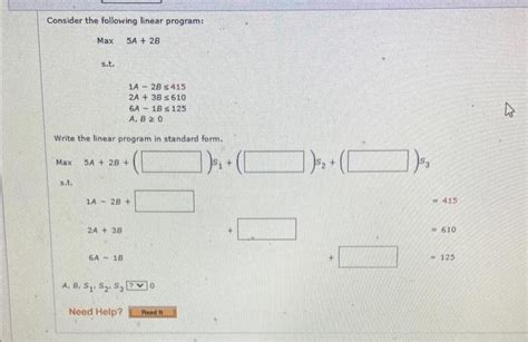 solved consider the following linear program max5a 2b s t