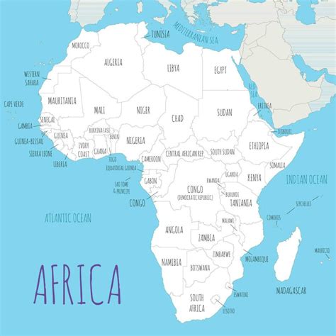 Political Africa Map Vector Illustration With Countries In White Color