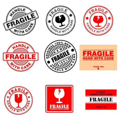 Premium Vector A Red And White Sticker That Says Fragile